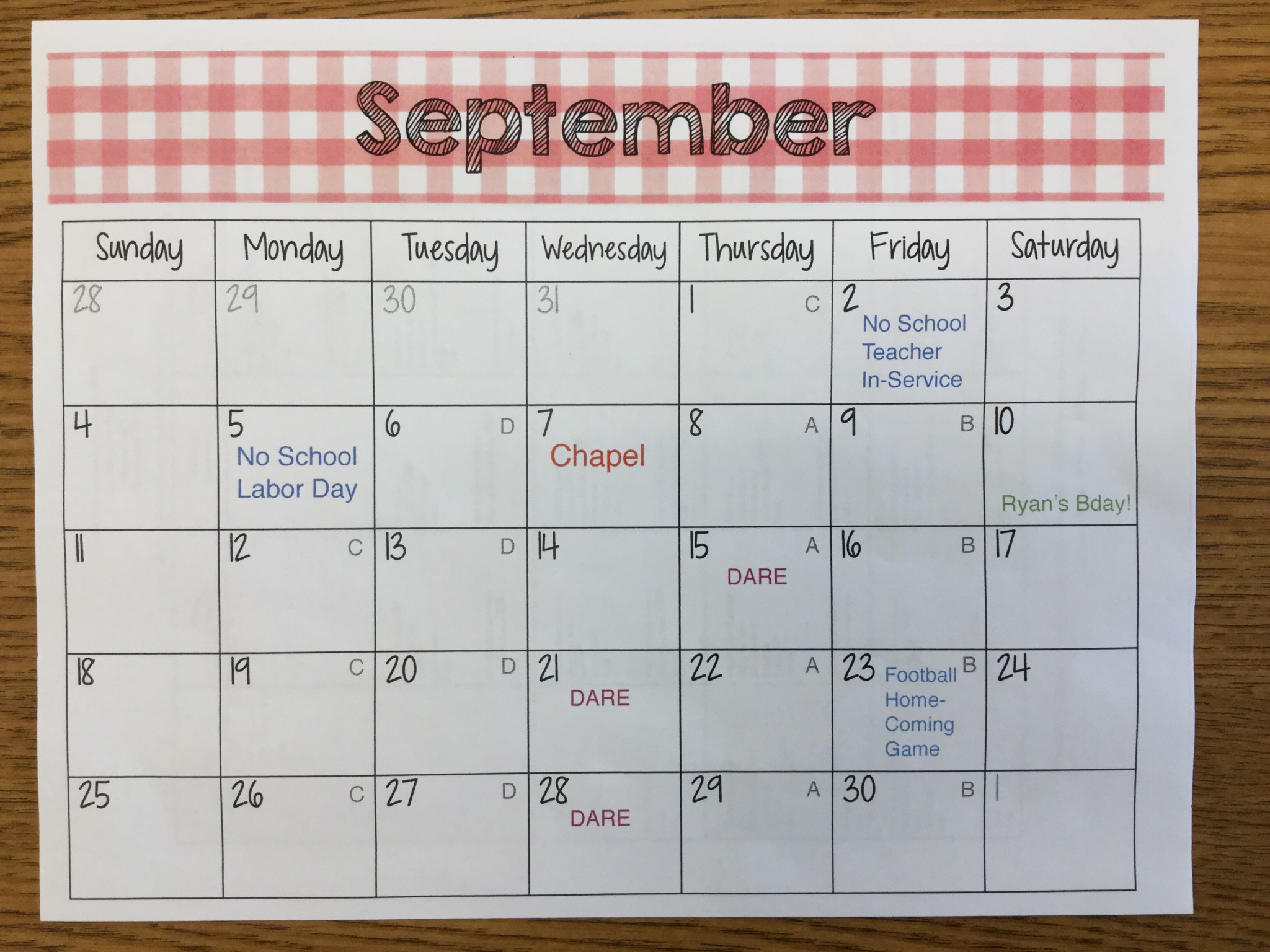 Monthly Class Calendar | Alex Akana
